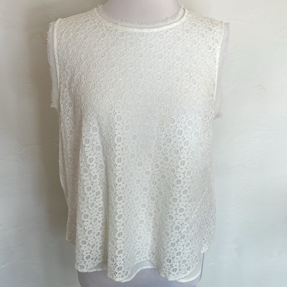 Target Massimo | Tops | Target Massimo White Lace Silky Fabric Raw Edge ...